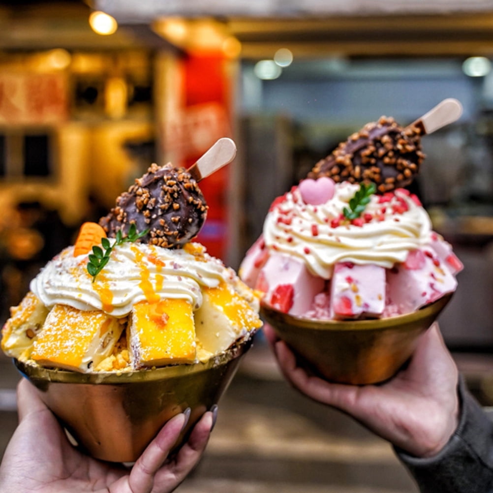 KONTONTY Stainless Dessert Bowl Water Ice Bowl Stainless Ice Cream ...