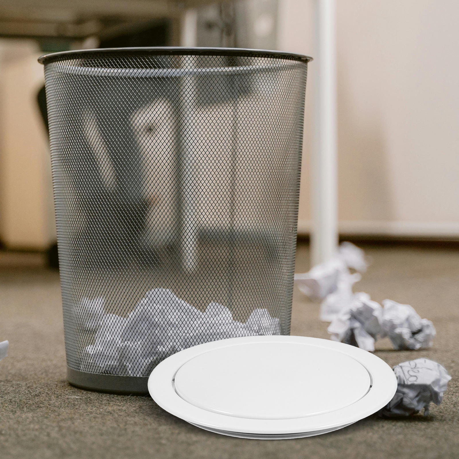 KONTONTY Stainless Steel Trash Bin Cover with Swing Flap Lid for ...