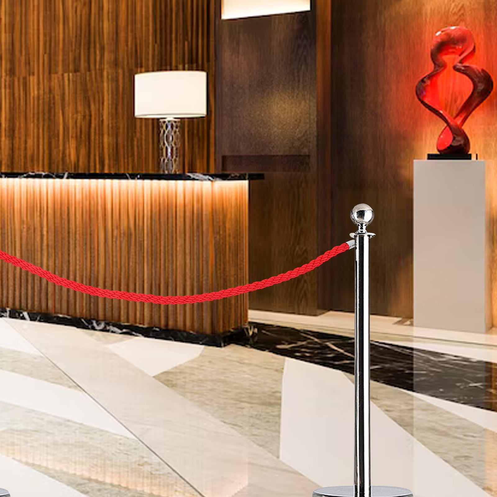 KONTONTY Stanchion Braided Rope With Hooks Crowd Control Line Barrier ...