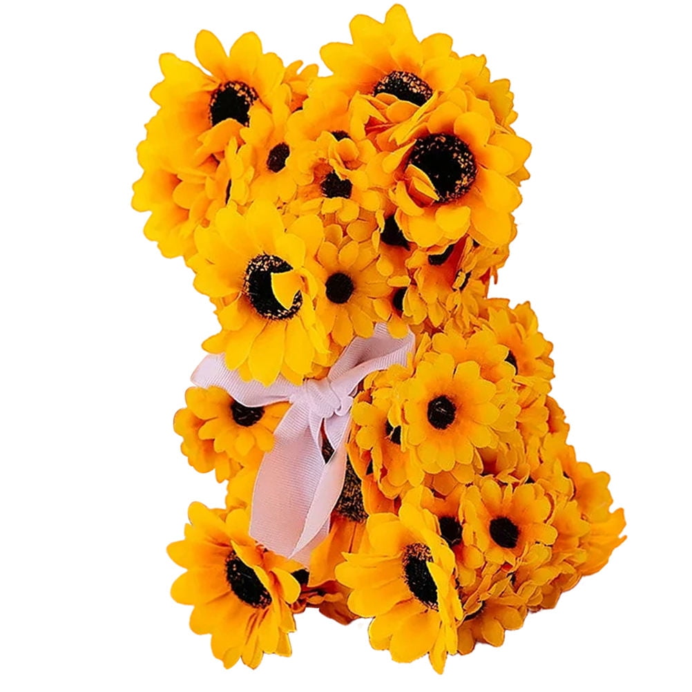 KONTONTY Orange Sunflower Bear Figurine Cute Bear Statue for Valentine ...