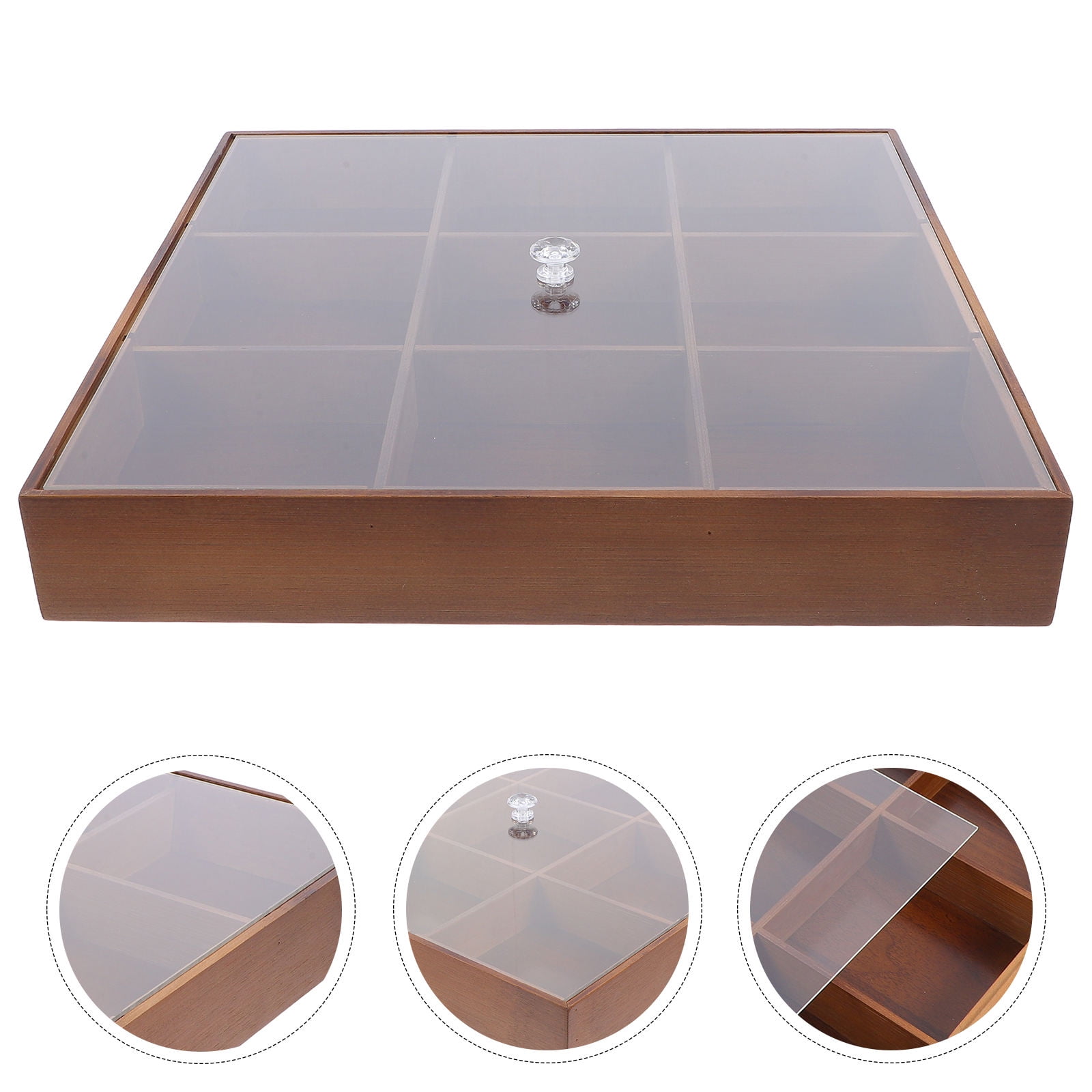 KONTONTY Tea Bag 9-Compartment Organizer Wooden Storage Box with ...