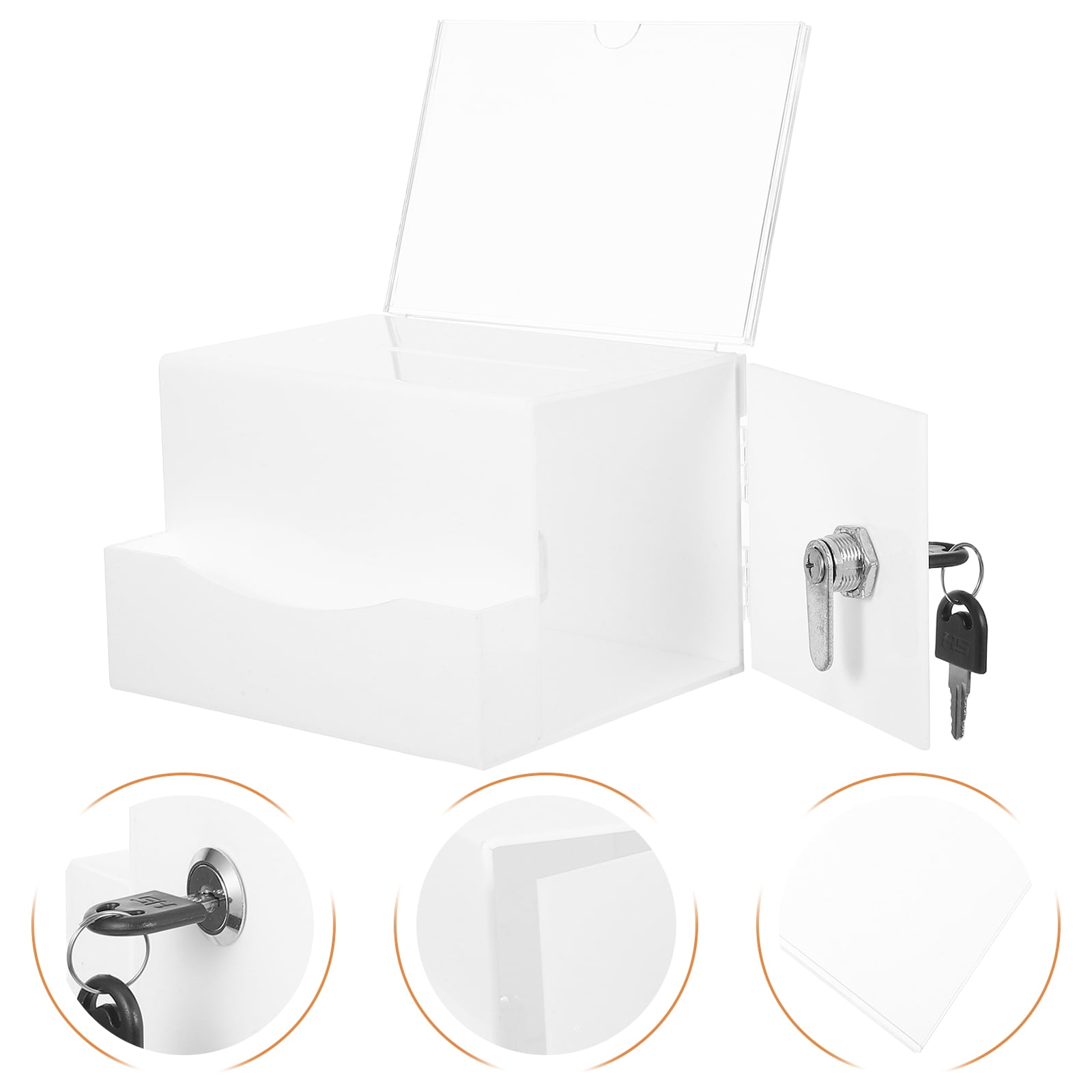 KONTONTY Transparent Acrylic Donation Box with Secure Lock for Charity ...