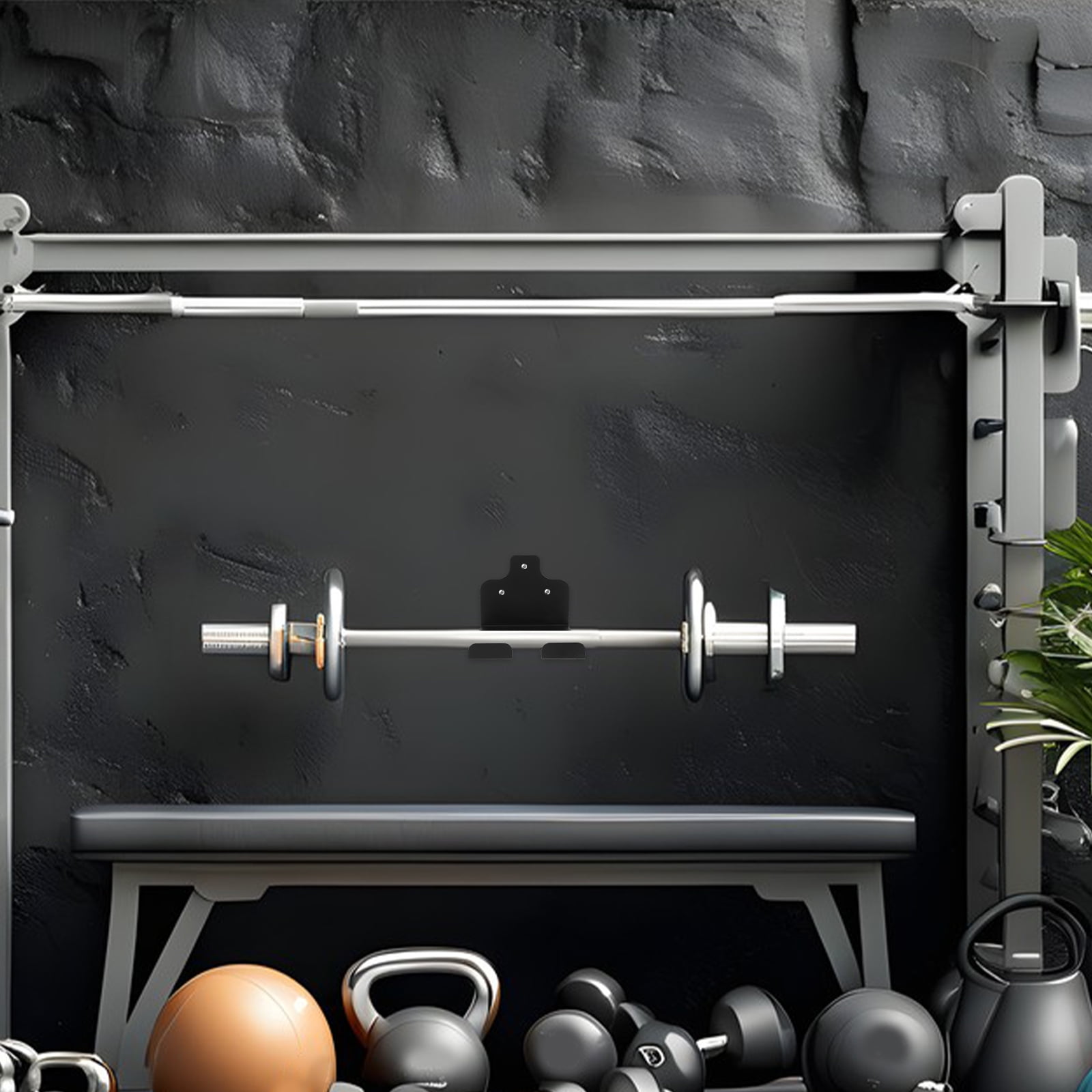 KONTONTY Wall Mounted Barbell Storage Rack Gym Organizer For Home And ...