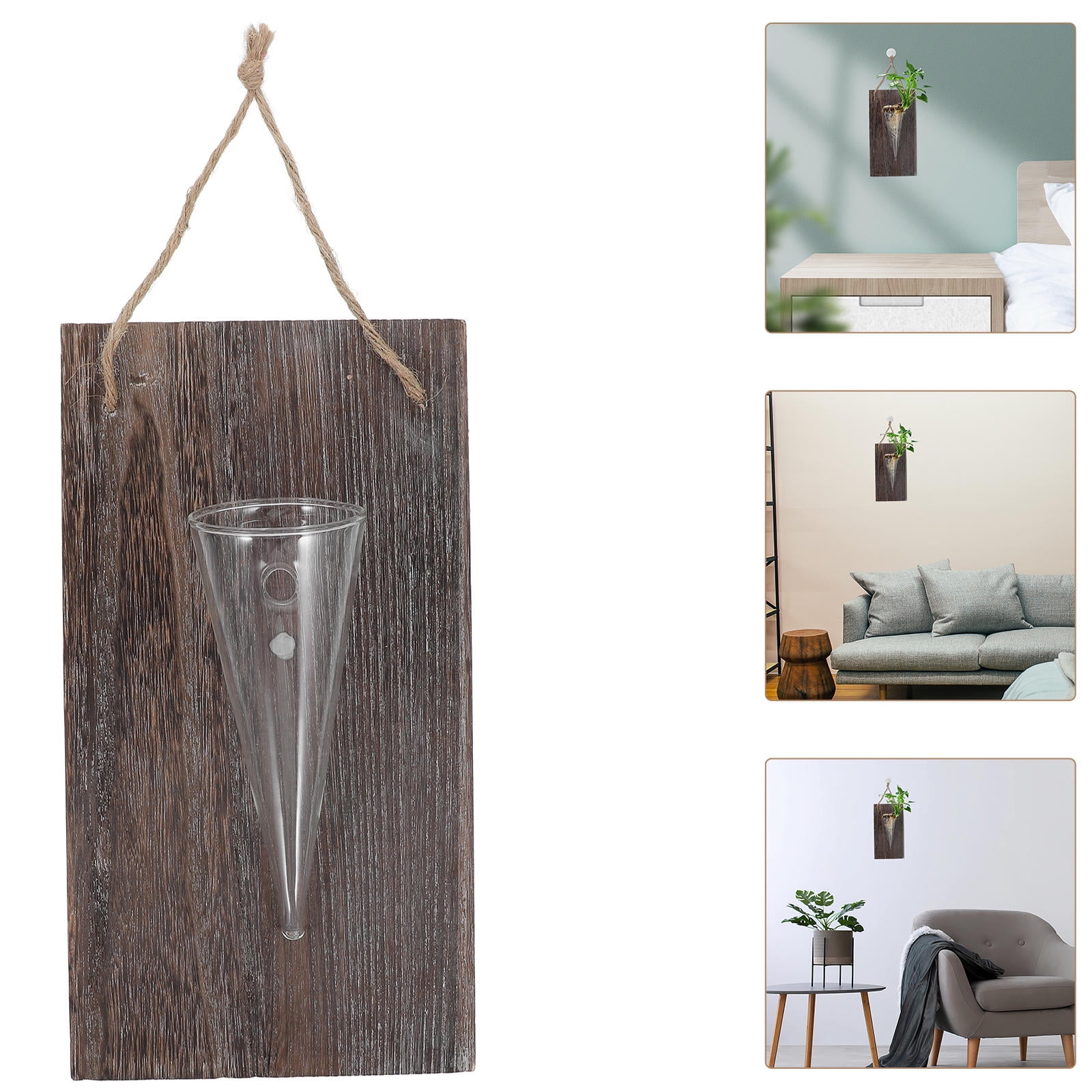 KONTONTY Wall Mounted Glass Vase Hanging Planter Decorative Glass Wall ...