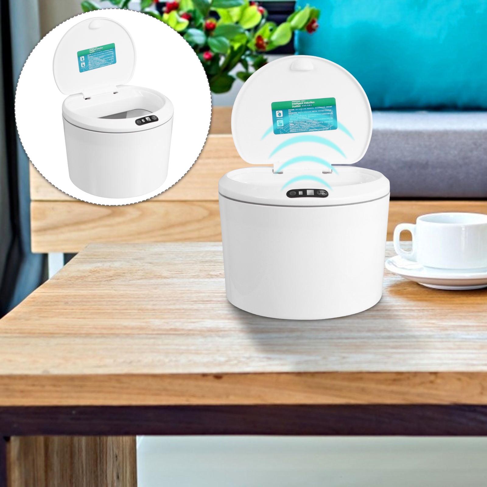 KONTONTY Waste Bin Garbage Can Health Concept Trash Infrared Sensor ...