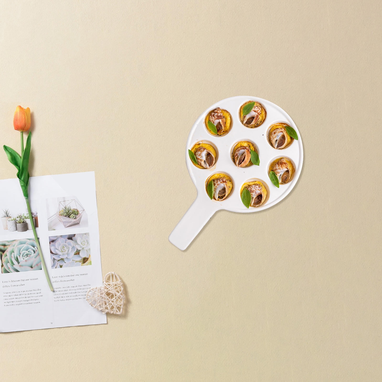 KONTONTY White Ceramic Escargot Plate Ceramic Escargot Dish Snail Plate ...