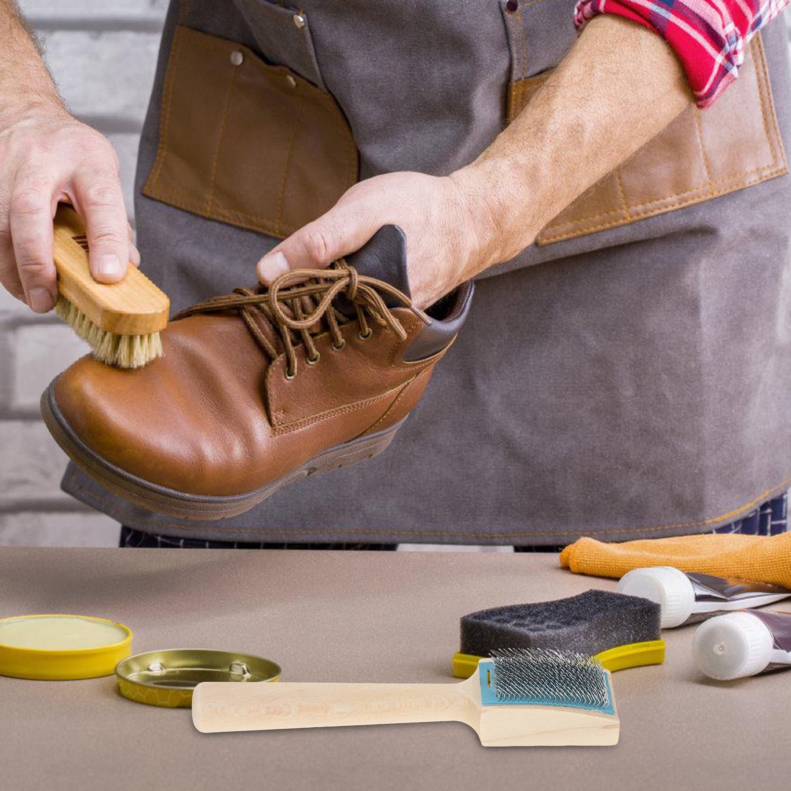 KONTONTY Wood Boot and Shoe Polishing Brush 2pcs Dancing Shoe Cleaning ...