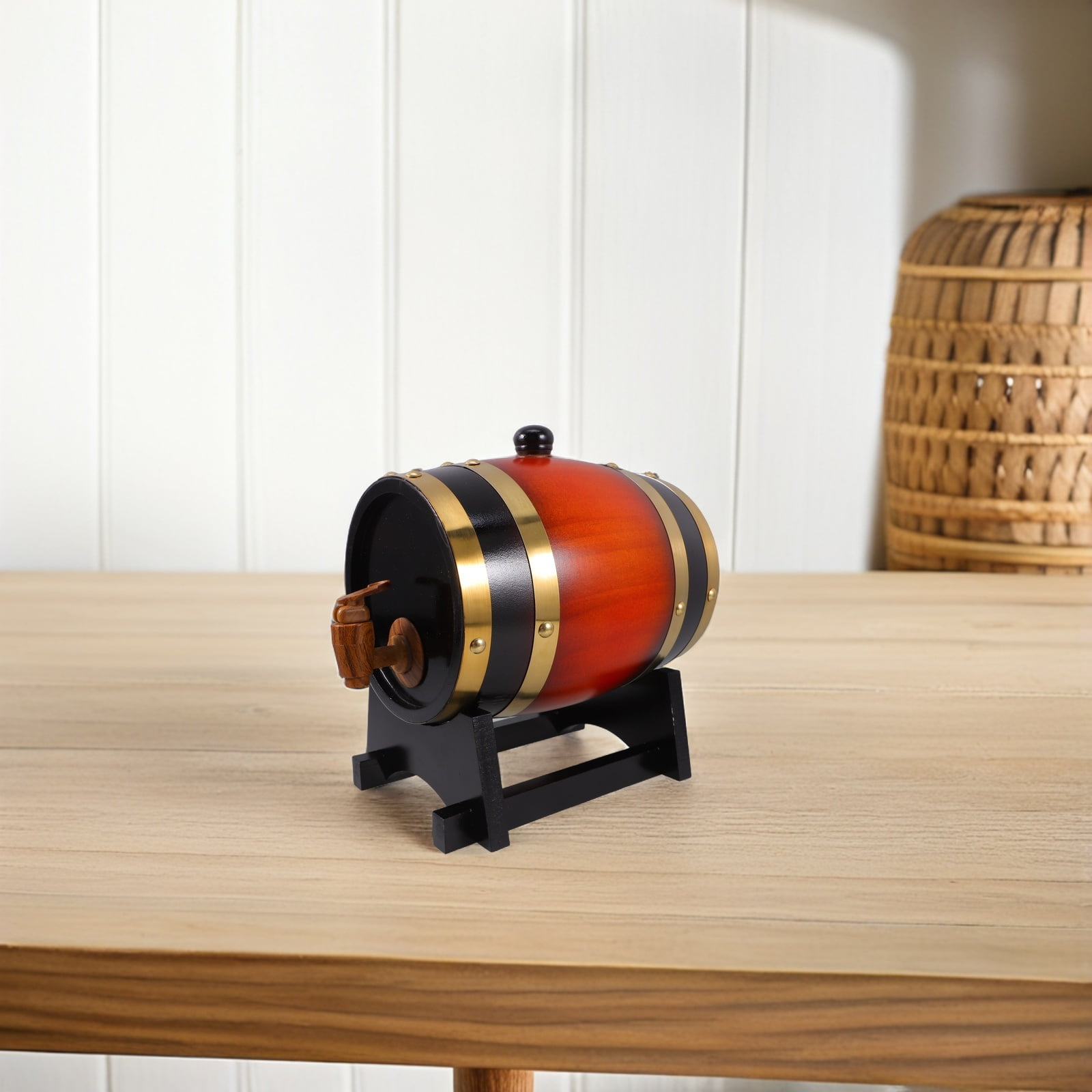 KONTONTY Wooden Wine Barrel Whiskey Barrel With Tap Wood Beer Barrel ...