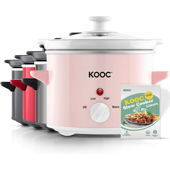 KOOC Small Slow Cooker, 2-Quart, Free Liners Included for Easy Clean-up ...