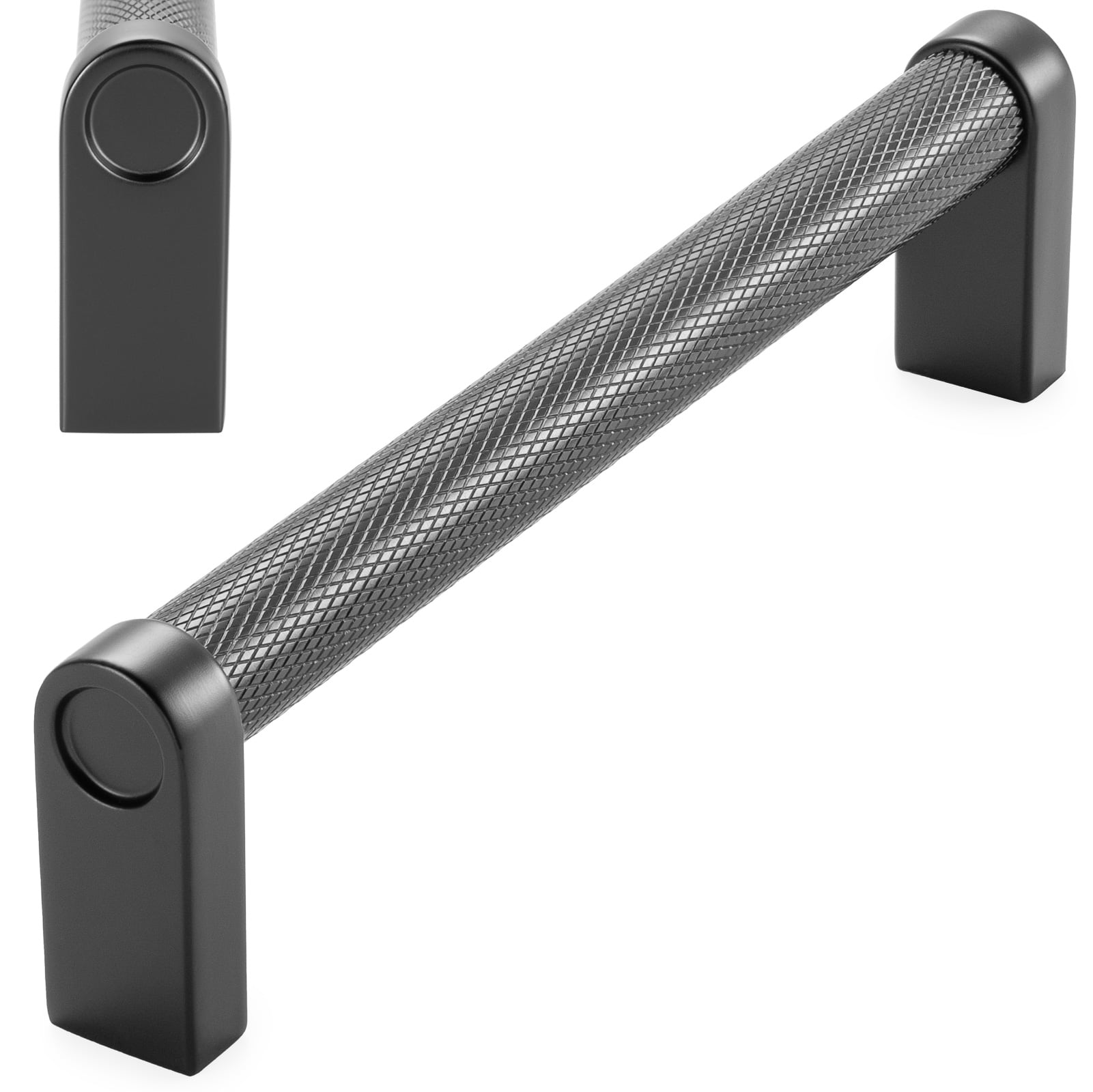 KOOFIZO 10 Pack Cabinet Knurled Pull - Black Furniture Handle, 5 Inch ...