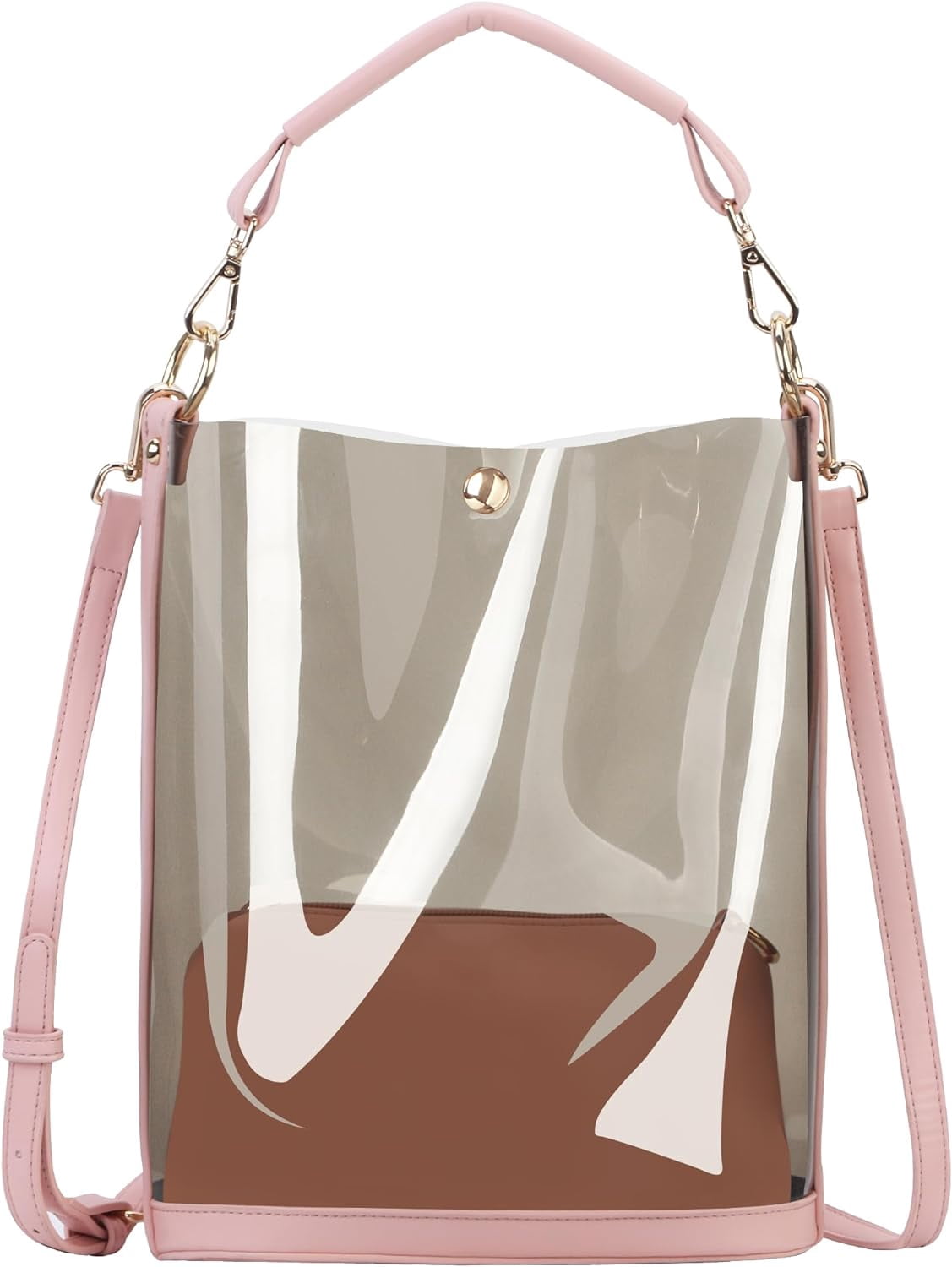 KOOIJNKO Semi-Clear Handbags, Jelly Transparent Clear Beach Shoulder ...