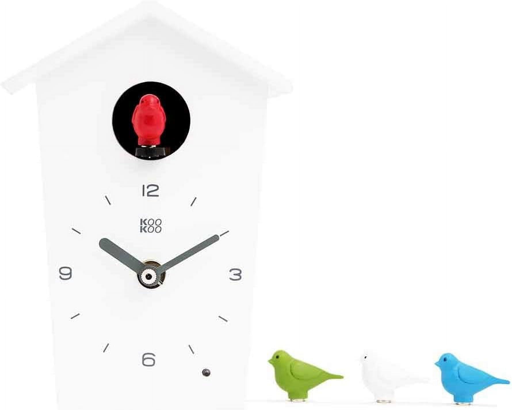KOOKOO Birdhouse Mini White, Tiny Modern Cuckoo Clock with 12 Natural ...