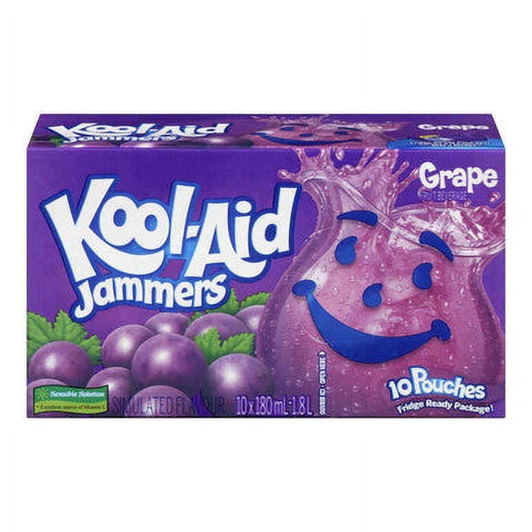 Kool-Aid Grape Juice Jammers, 10ct Pack, 180ml Pouches, Kids Flavored ...