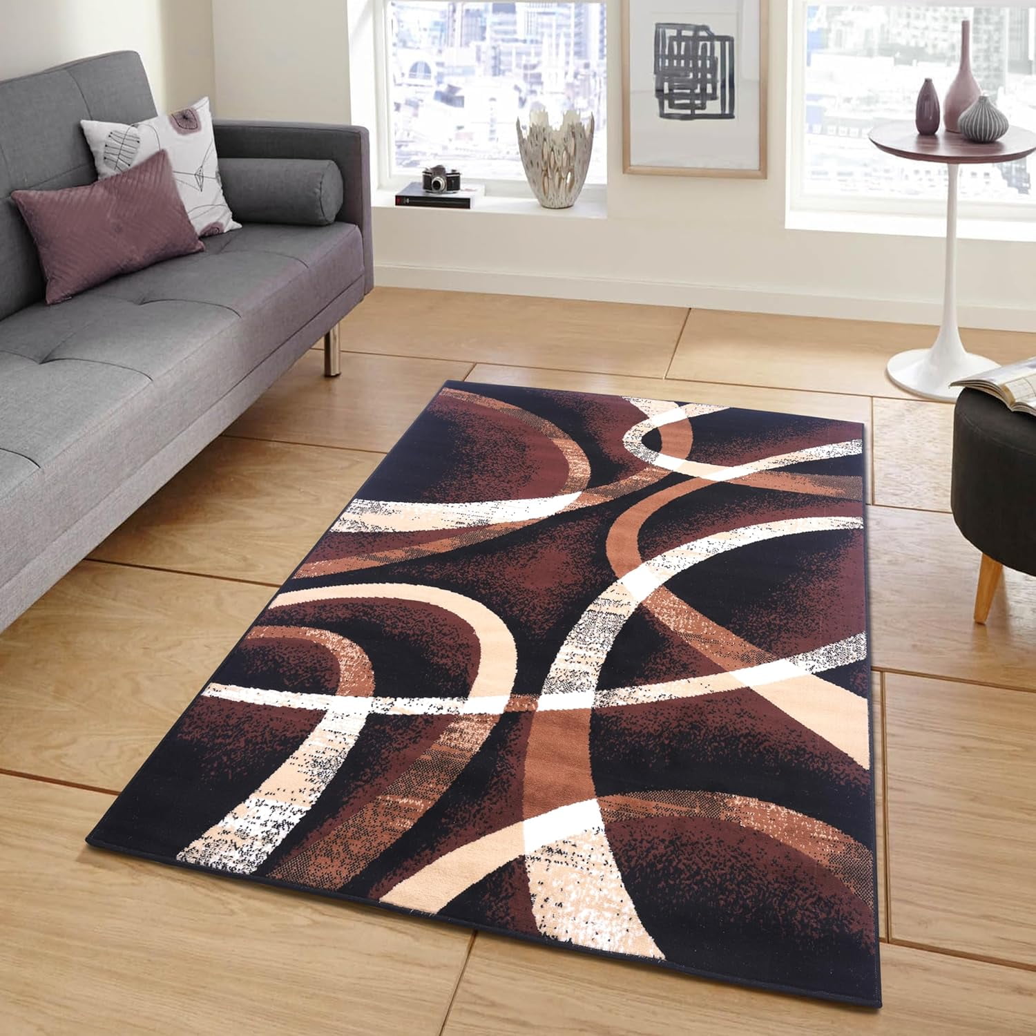 KOOL HOME Modern Area Rug - CO17_628a_Black Premier Collection Indoor ...