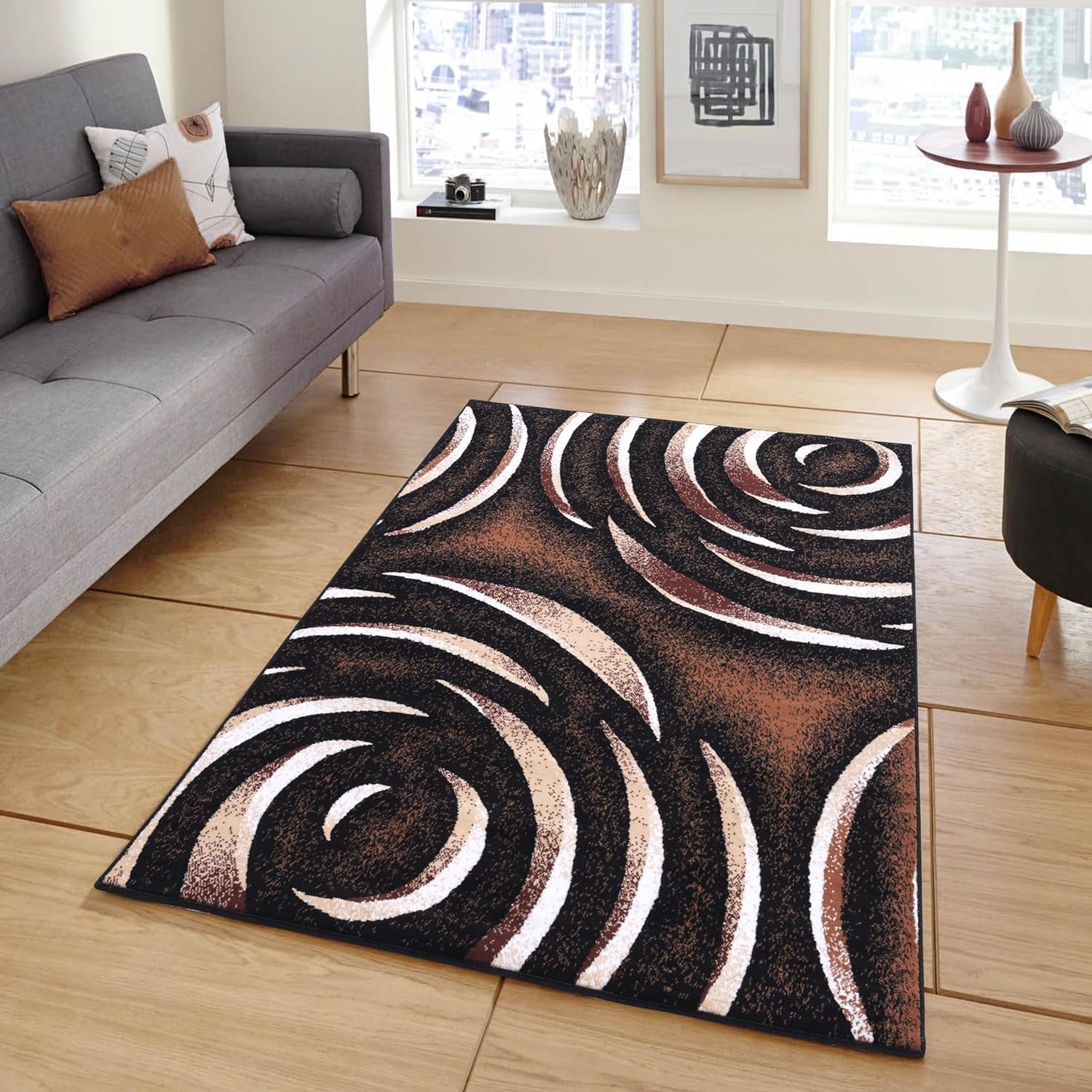 KOOL HOME Modern Area Rug Coffee Premier Collection Indoor Rectangular ...