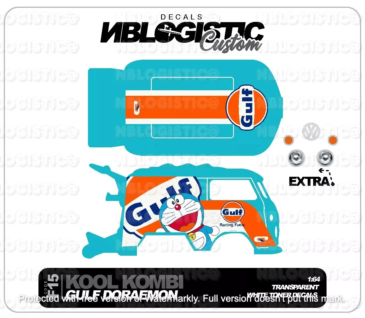 KOOL KOMBI Custom Universal WaterSlide Decal for hot wheels 1/64 Scale ...
