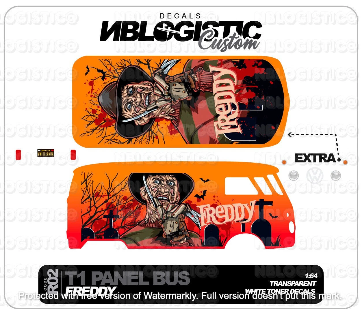 KOOL KOMBI Custom Universal WaterSlide Decal for hot wheels 1/64 Scale ...