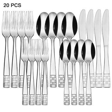 VeSteel 40-Piece Hammered Stainless Steel Flatware Set, Includes Knives ...