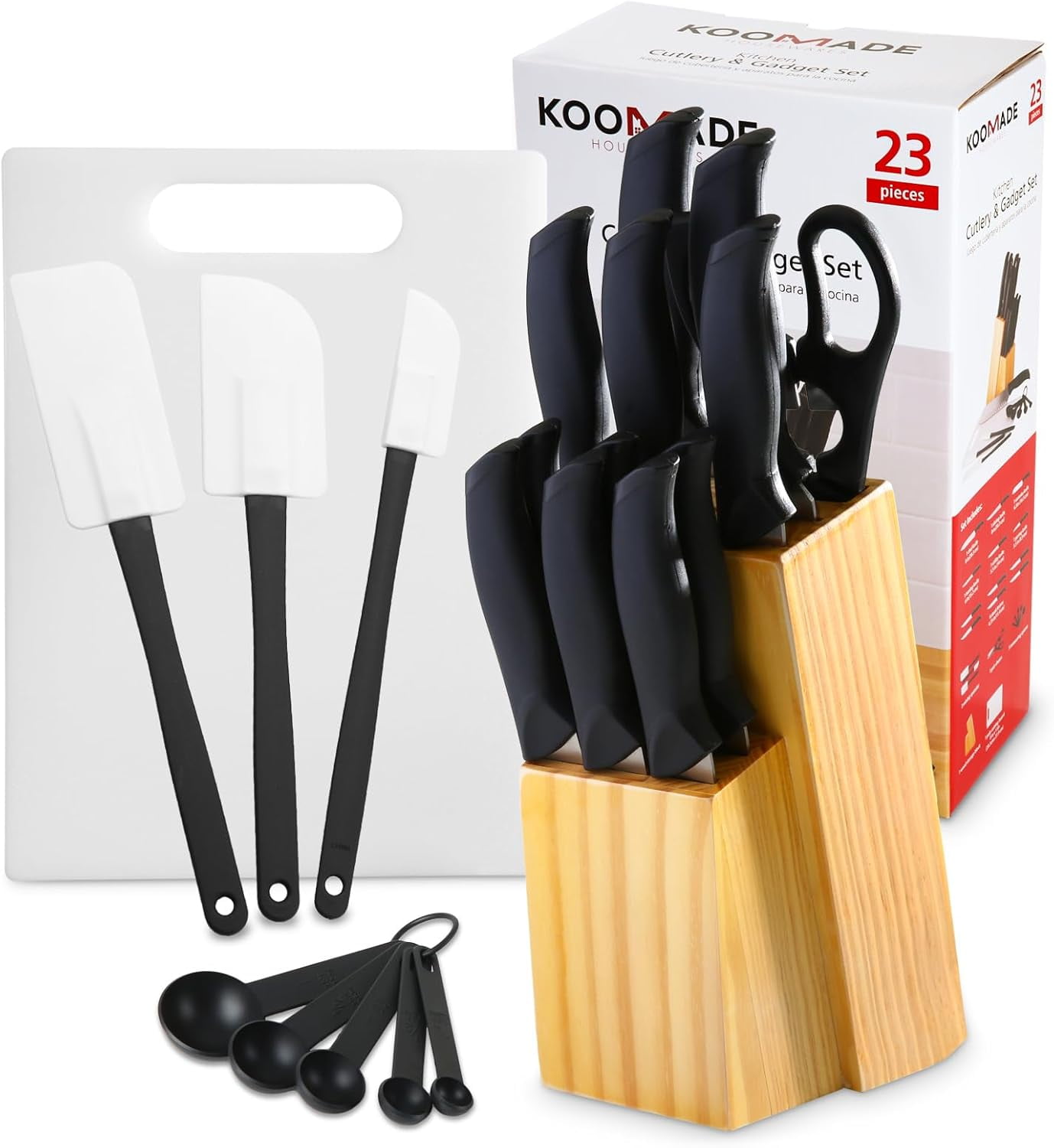 Kitchen Knife Set - 23pcs Cutlery Chef Knives - Stainless Steel Blades ...