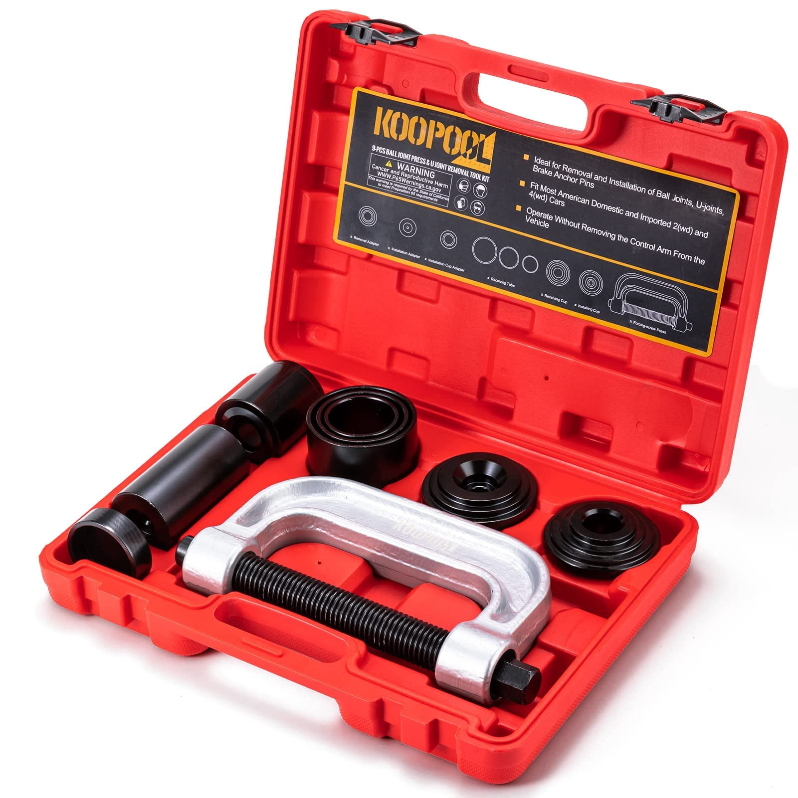 KOOPOOL Ball Joint Press & U Joint Removal Tool Kit 10 PCS for Ball ...