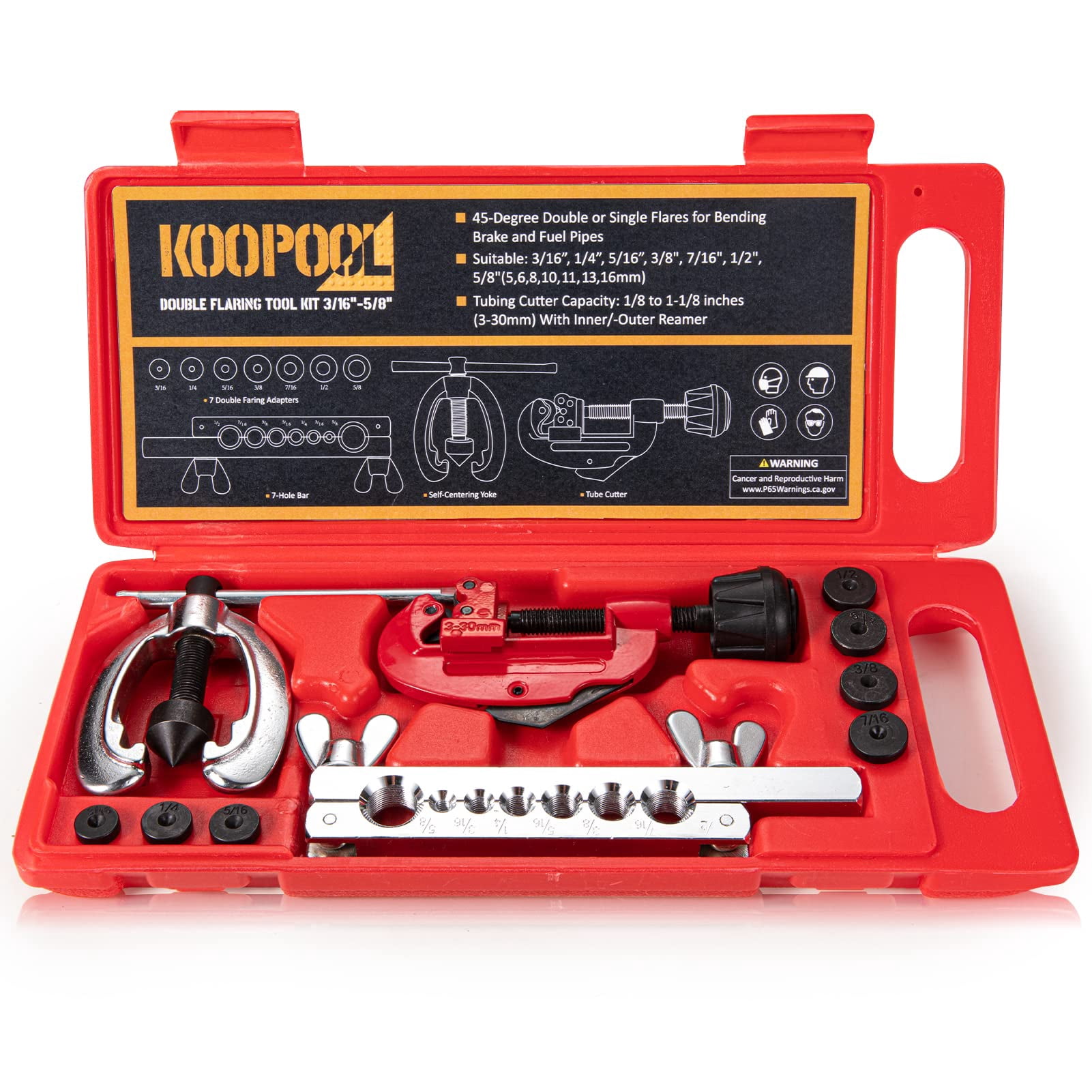 KOOPOOL Double & Single Flaring Tool Kit for Brake Line HVAC System ...