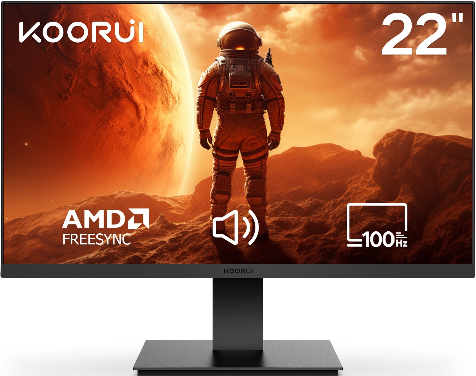 KOORUI S01 22" 1920 x 1080 100 Hz Computer Monitor, Black - Walmart Business Supplies
