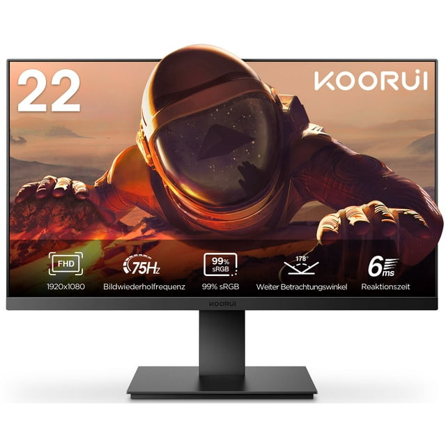 KOORUI 22 Inch Computer Monitor, FHD 1080P VA Desktop Display, 75HZ ...