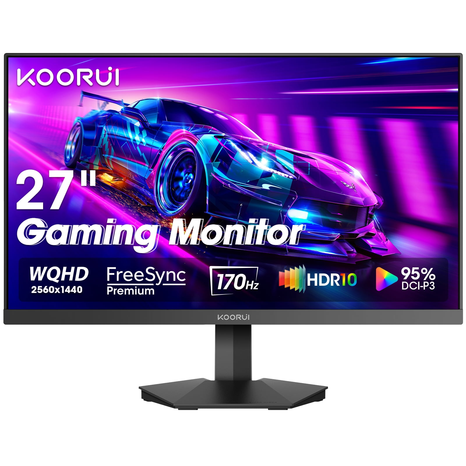 KOORUI 27" QHD IPS Gaming Monitor | Energy Efficient, 1ms, 180Hz, 2560*1440p HDMI & DP, Black ...