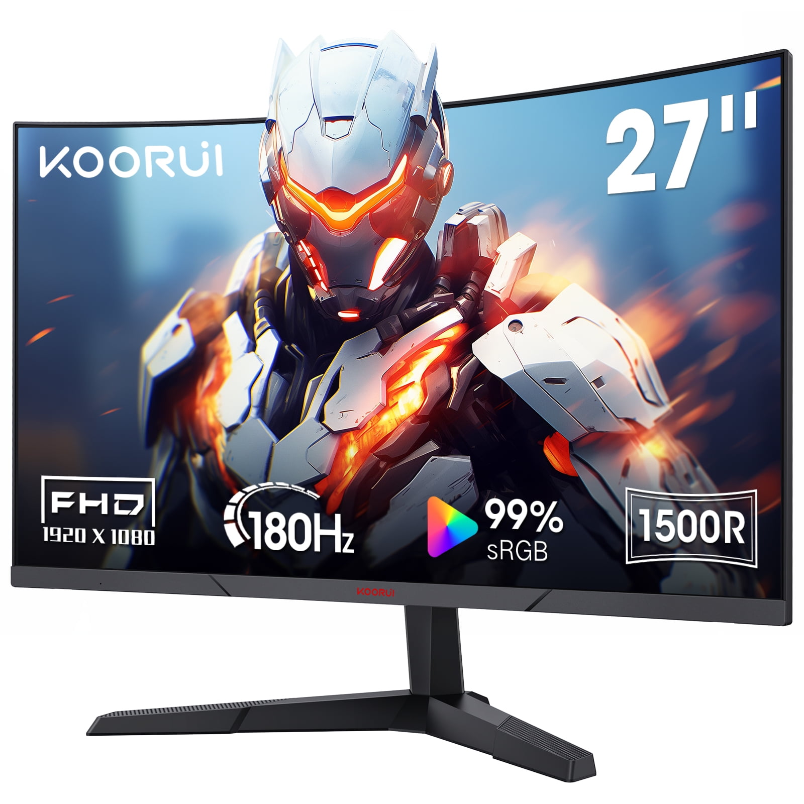 KOORUI Monitor de Juegos Curvo de 27 Pulgadas, Monitores de Computadora FHD de 165 Hz, 100% sRGB ...