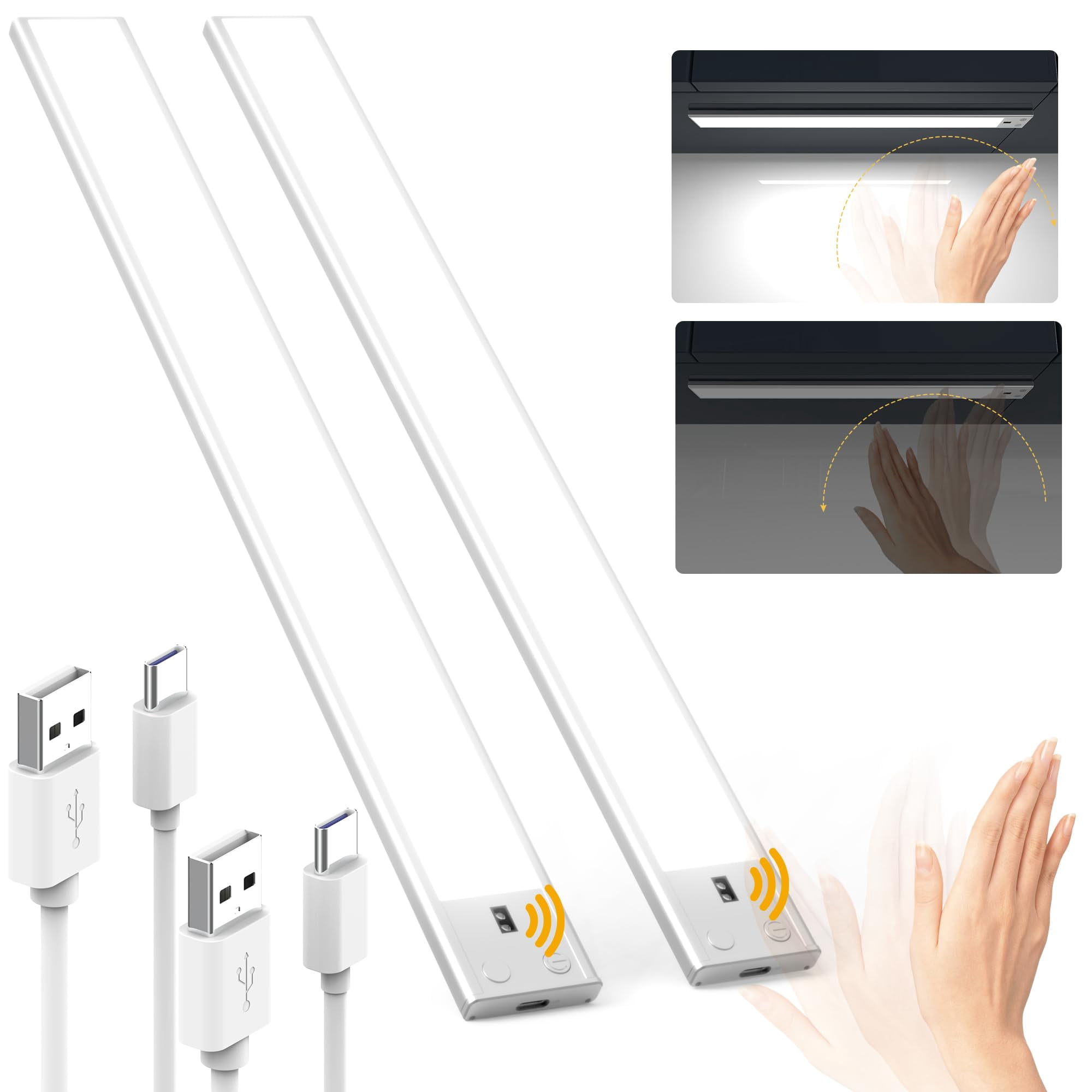 KOOSOM 3 Pack 6000K Under Cabinet Lights, 126 LED Rechargeable Battery ...