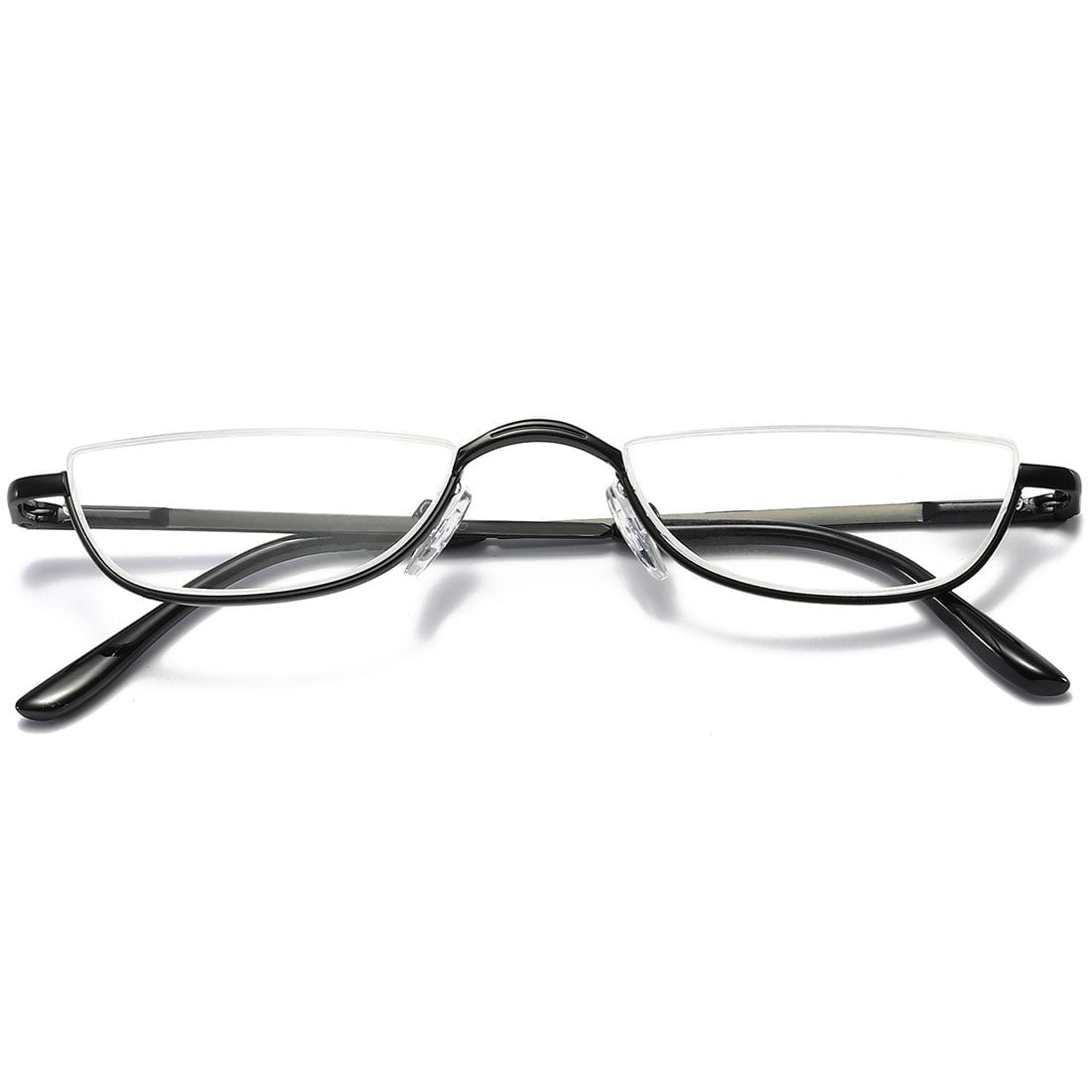 KOOSUFA Half Metal Moon Reading Glasses +1.25 Spring Hinge Half Frame ...