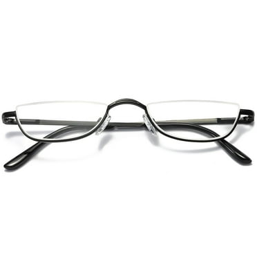 Agstum Retro Metal Half Moon Reading Glasses with Spring Hinge Half ...