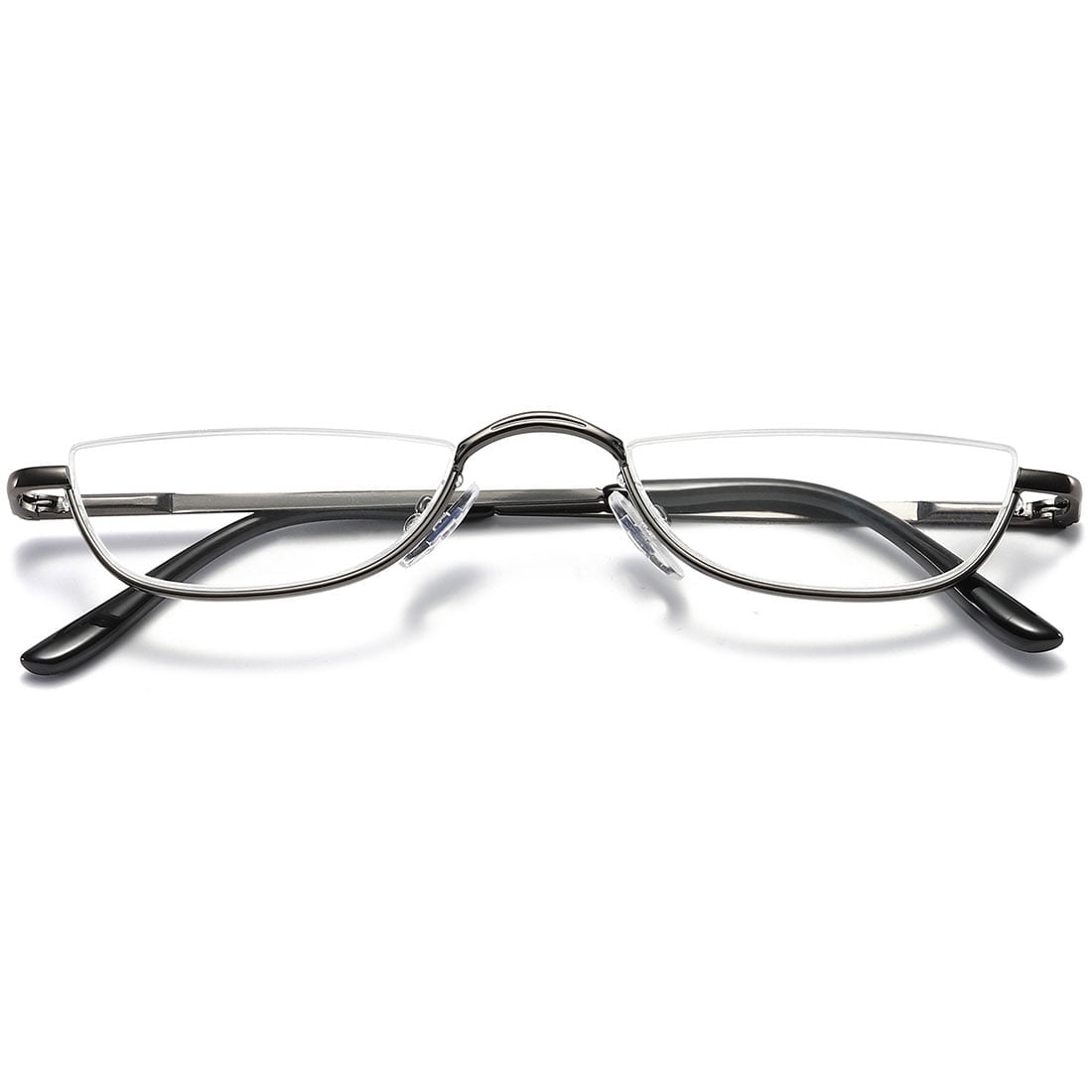KOOSUFA Half Metal Moon Reading Glasses +1.25 Spring Hinge Half Frame ...