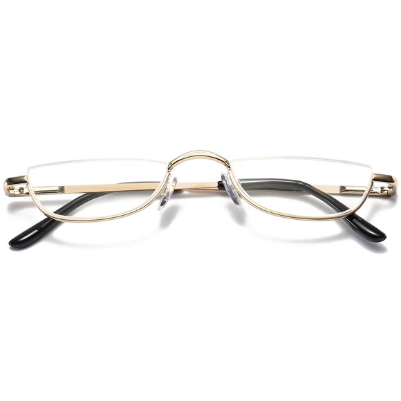 Half Moon Reading Glasses for Men and Women with Spring Hinges