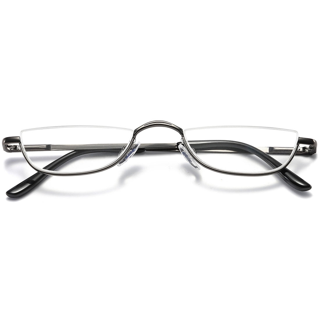 KOOSUFA Half Metal Moon Reading Glasses +2.0 Spring Hinge Half Frame ...