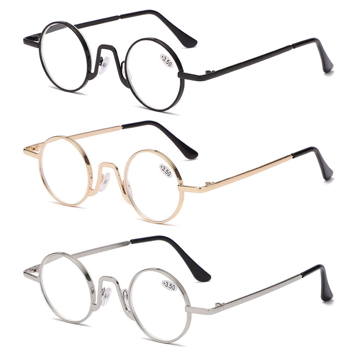 KOOSUFA Small Round Metal Reading Glasses 1.50 Blue Light Blocking ...