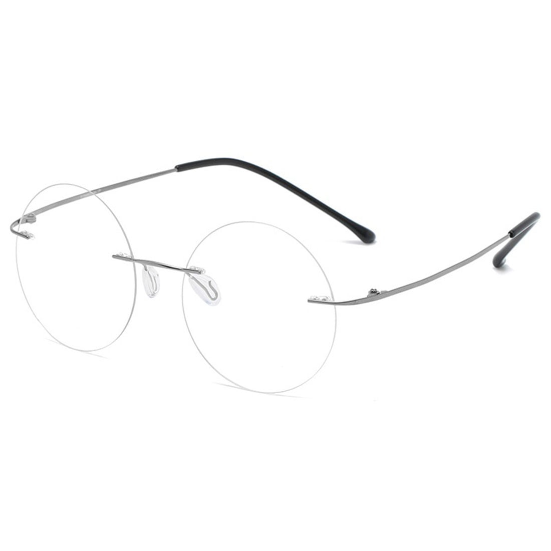 KOOSUFA Titanium Rimless Round Reading Glasses +2.0 Blue Light Blocking ...