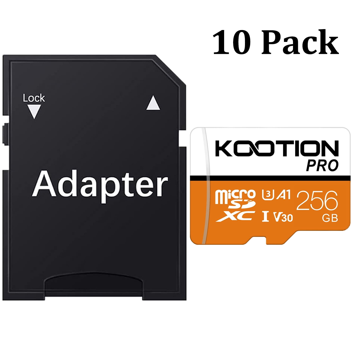 KOOTION 10 Pack 256GB U3 MicroSDXC Card with Adapter, High-Speed 4K TF ...