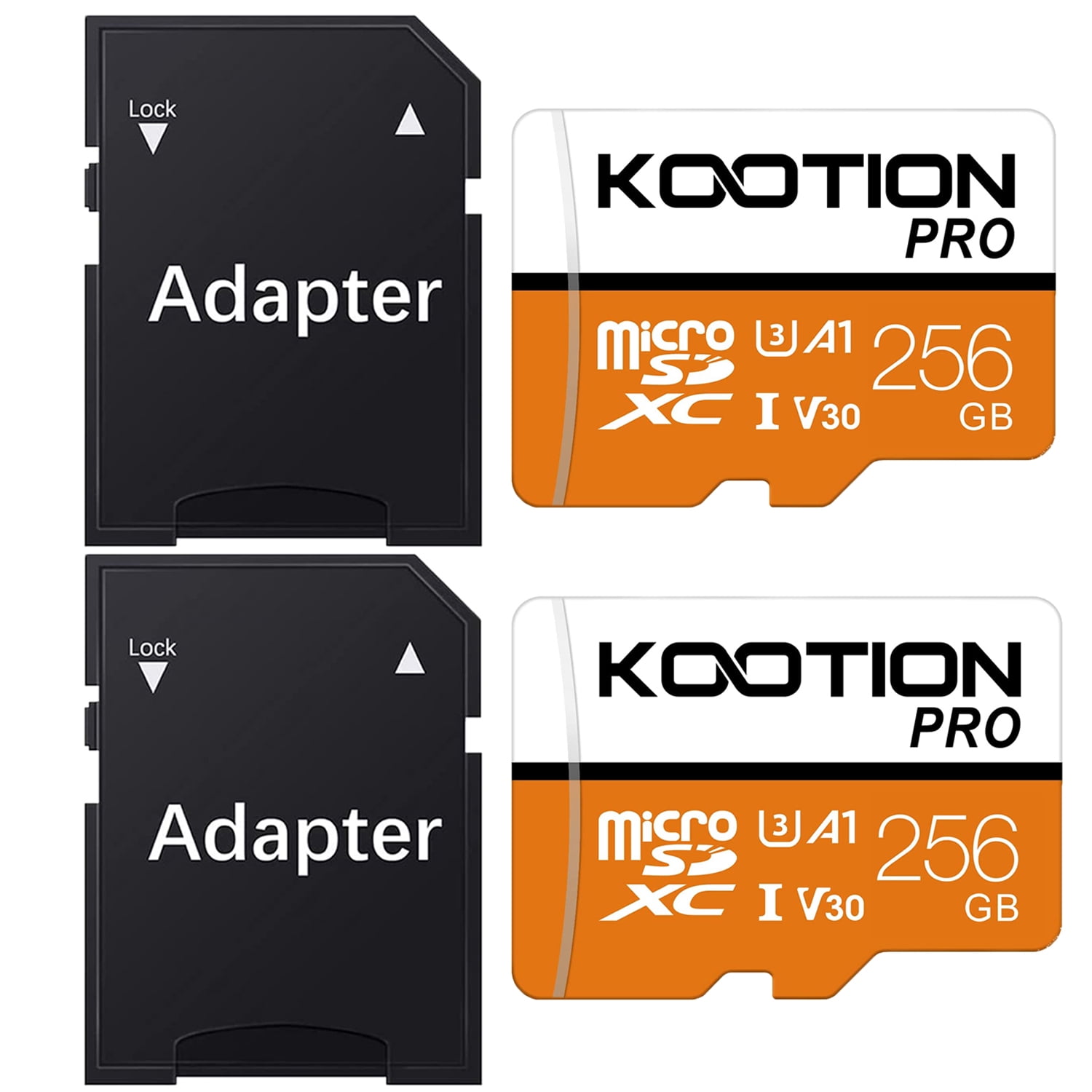 KOOTION 256 GB Micro SD Card 2 Pack TF Card with Adapter High Speed ...