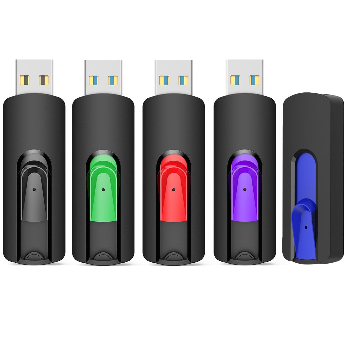 Kootion 32GB Flash Drive 5 Pack, USB 2.0 Retractable Thumb Drive, Multicolor, Data Backup ...