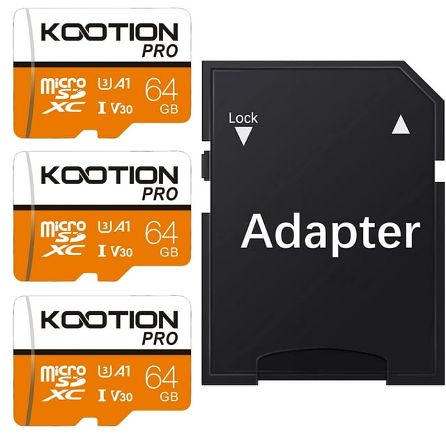 KOOTION 64GB U3 Micro SD Card 3pack - Secure Digital Memory for Drones, Indoor Camcorders ...