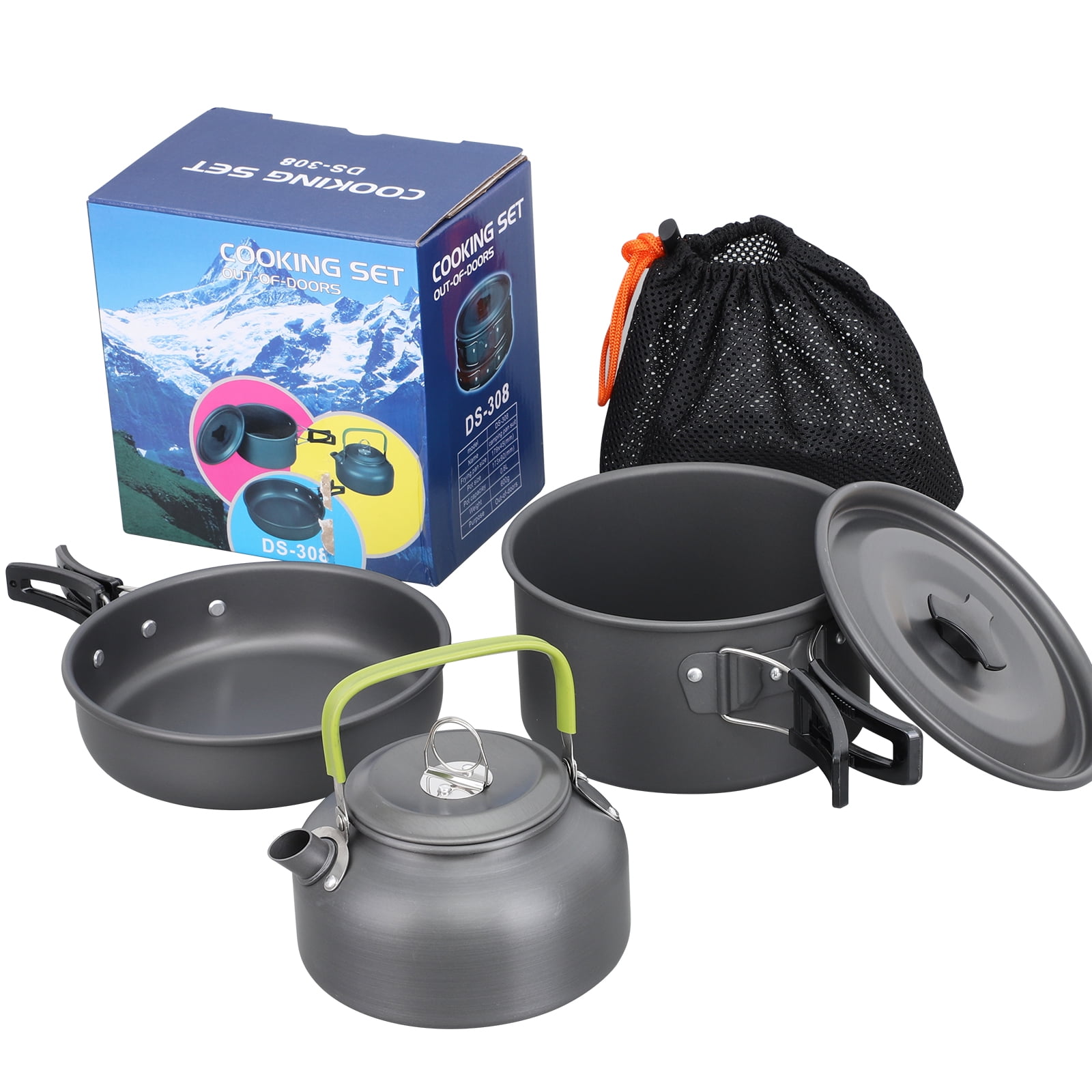 KOOVON Camping Gear: 3pcs Cookware Mess Kit, Lightweight & Portable ...