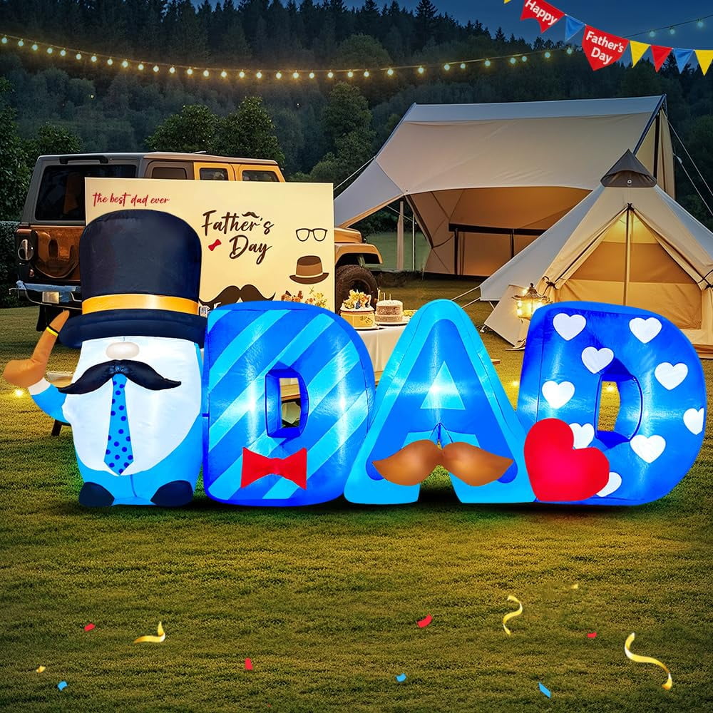 KOOY 8FT Fathers Day Inflatable Outdoor Decoration, Built in LED Lights ...