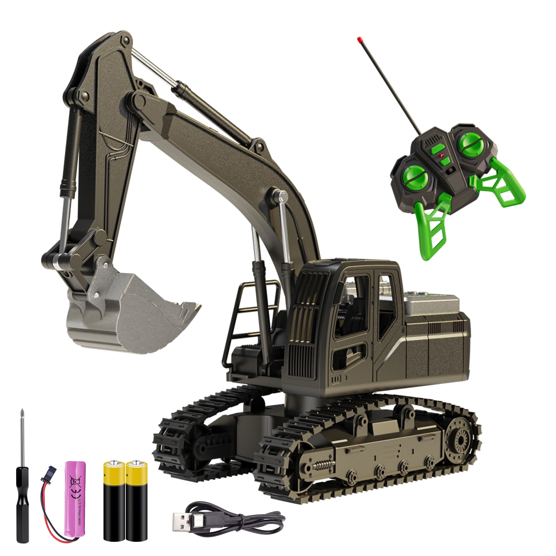 KOPPOP 5-Channel Remote Control Excavator, 1:24 Scale Alloy ...