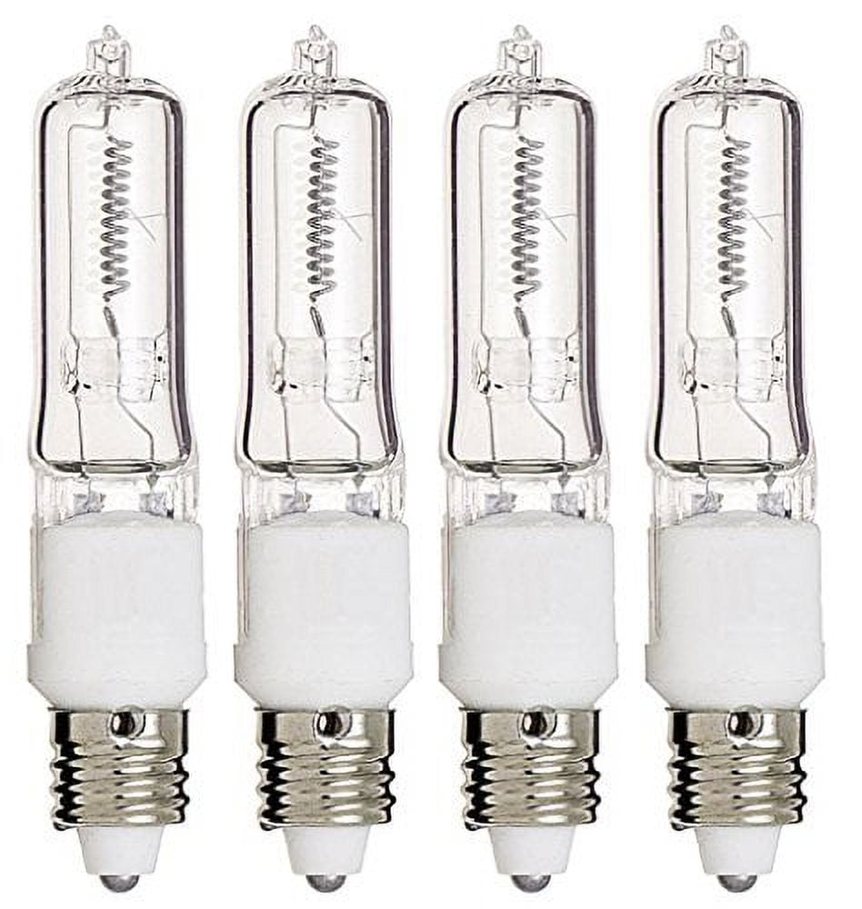 Pack of 4 100W T4 Halogen Light Bulbs, E11 Mini Candelabra Base, 120V ...