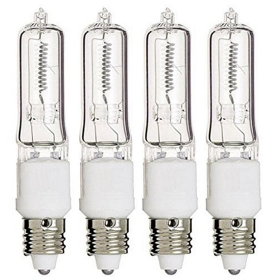Pack of 4 100W T4 Halogen Light Bulbs, E11 Mini Candelabra Base, 120V ...