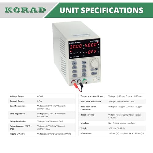 KORAD KA3005D - Precision Variable Adjustable 30V, 5A DC Linear Power Supply Digital Regulated ...