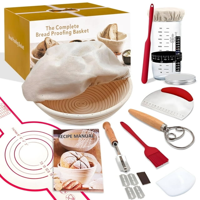 KORALAKIRI 16pcs Sourdough Starter Kit, 9'' Banneton Bread Proofing ...