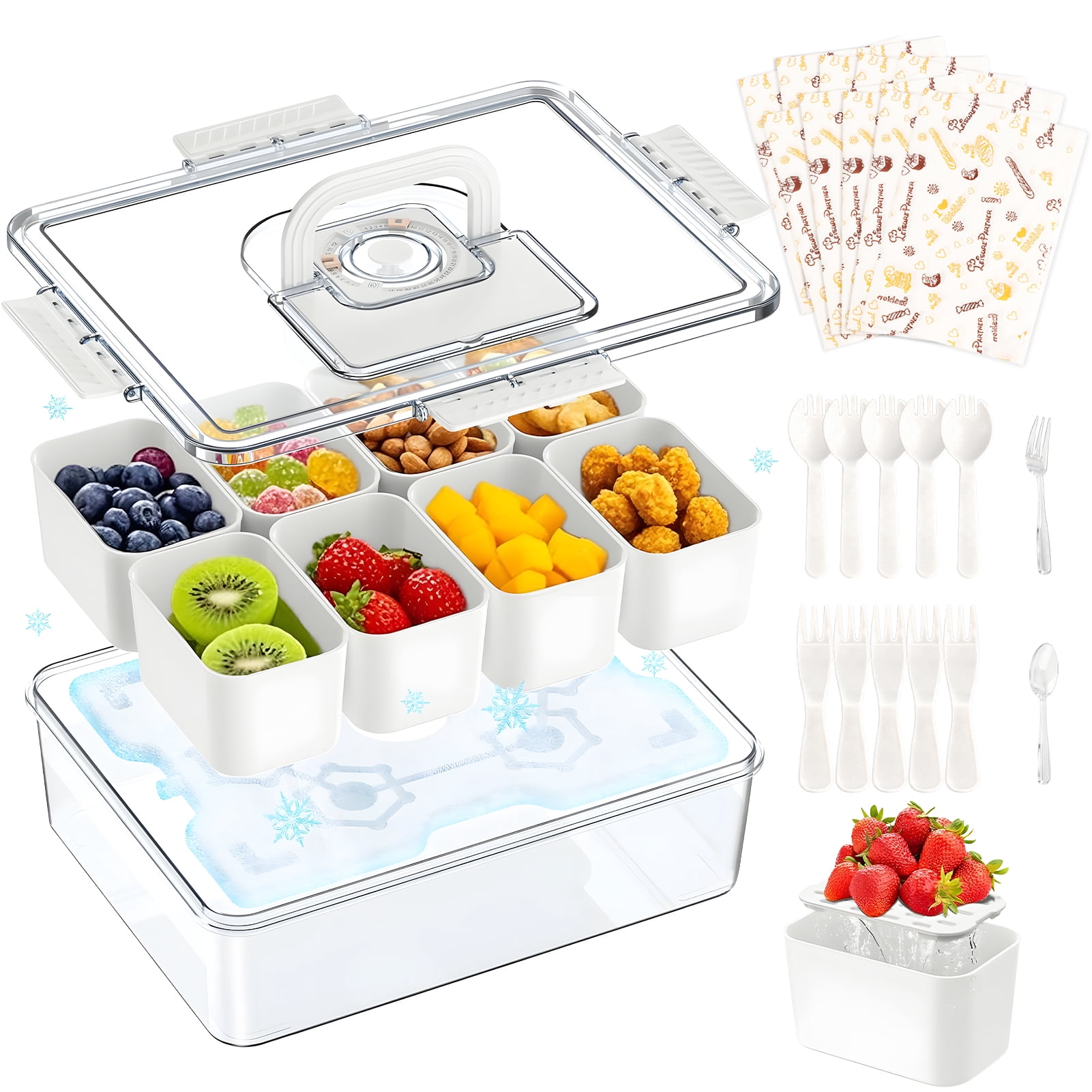 KORALAKIRI Snackle Box Container with Reusable Ice Pack, Snack ...