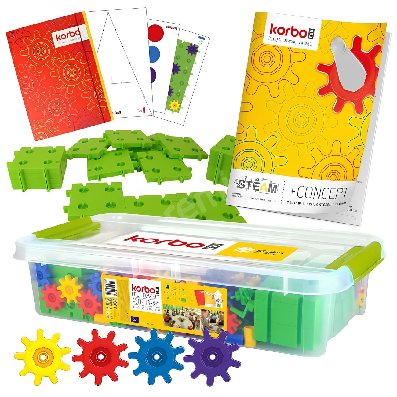 KORBO EDU +CONCEPT 450 - Creative Blocks with Book & Task Cards Educational STEAM Teaching Toys ...